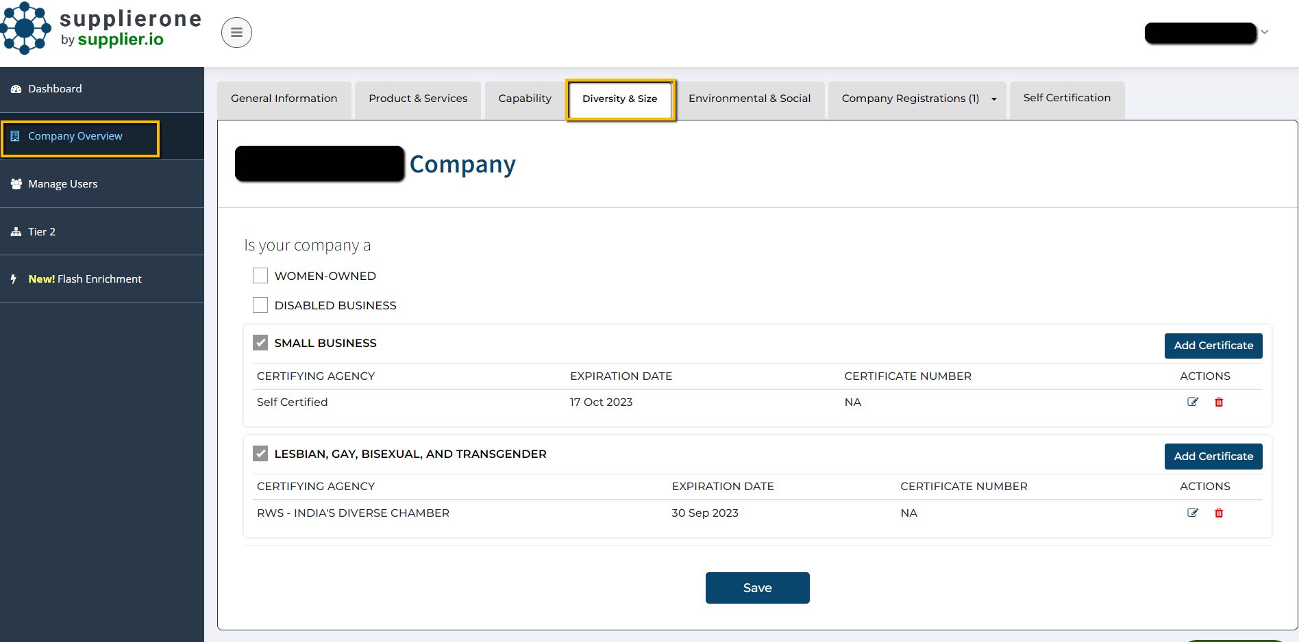 How do I update my certifications – supplier.io