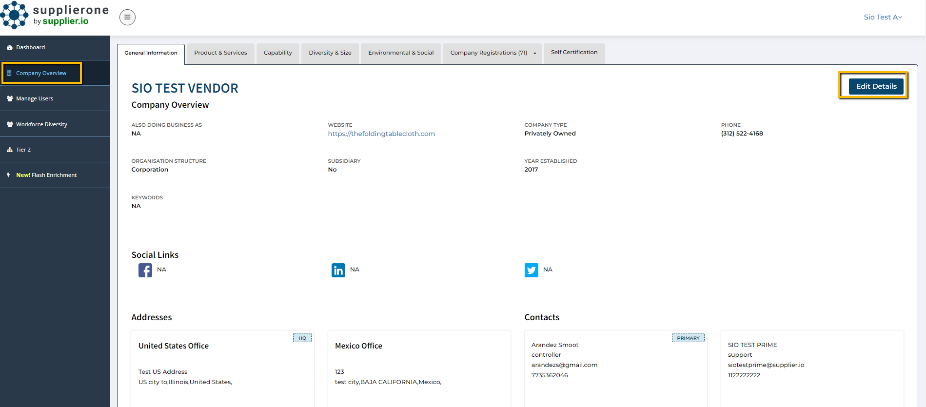 How do I update my company information – supplier.io
